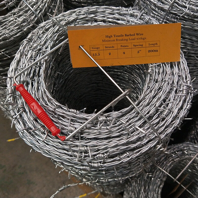 10/12/12.5/14 Gauge 2 Point Barbed Wire Security Fence Black Galvanized
